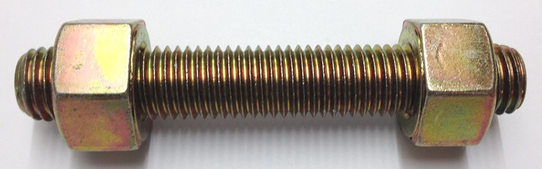 7/8 x130 UNC B7 STUD BAR+2H NUTS YELLOW ZINC